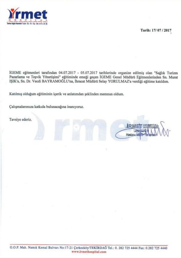 Referans Mektupları | İGEME - İhracatı Geliştirme Merkezi