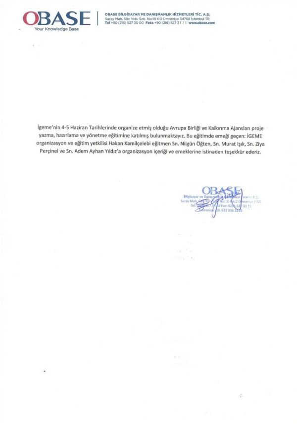 Referans Mektupları | İGEME - İhracatı Geliştirme Merkezi